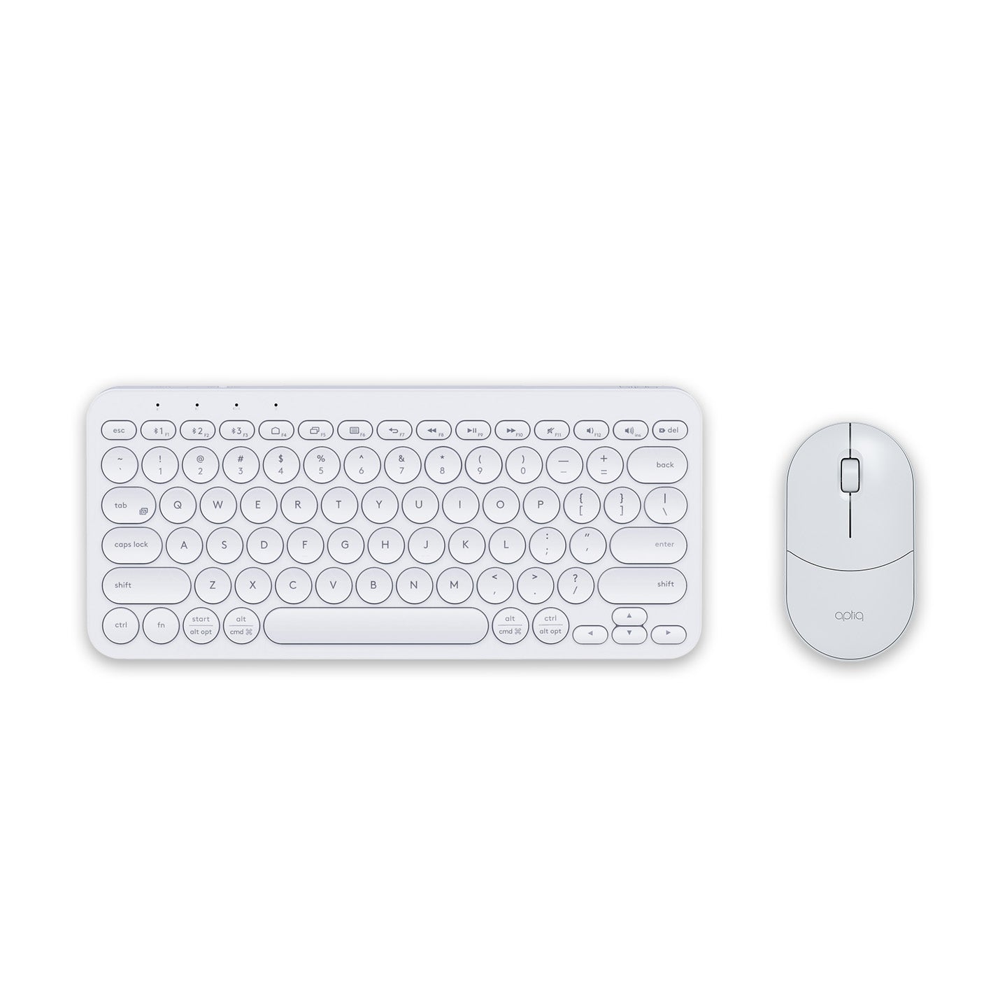 Wireless white Aptiq keyboard and mouse, stylish and ergonomic